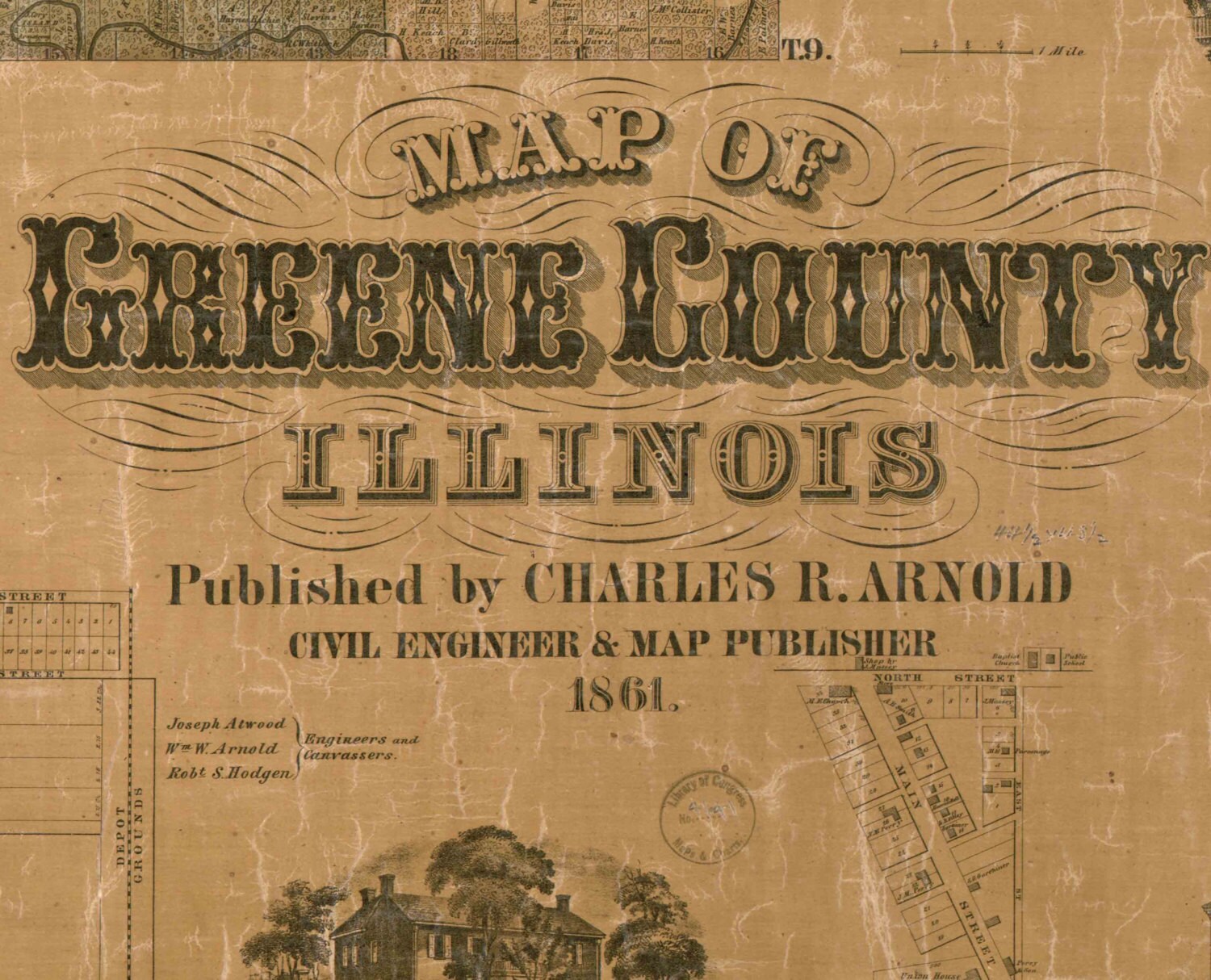 Greene County Illinois 1861 Old Wall Map Reprint With - Etsy