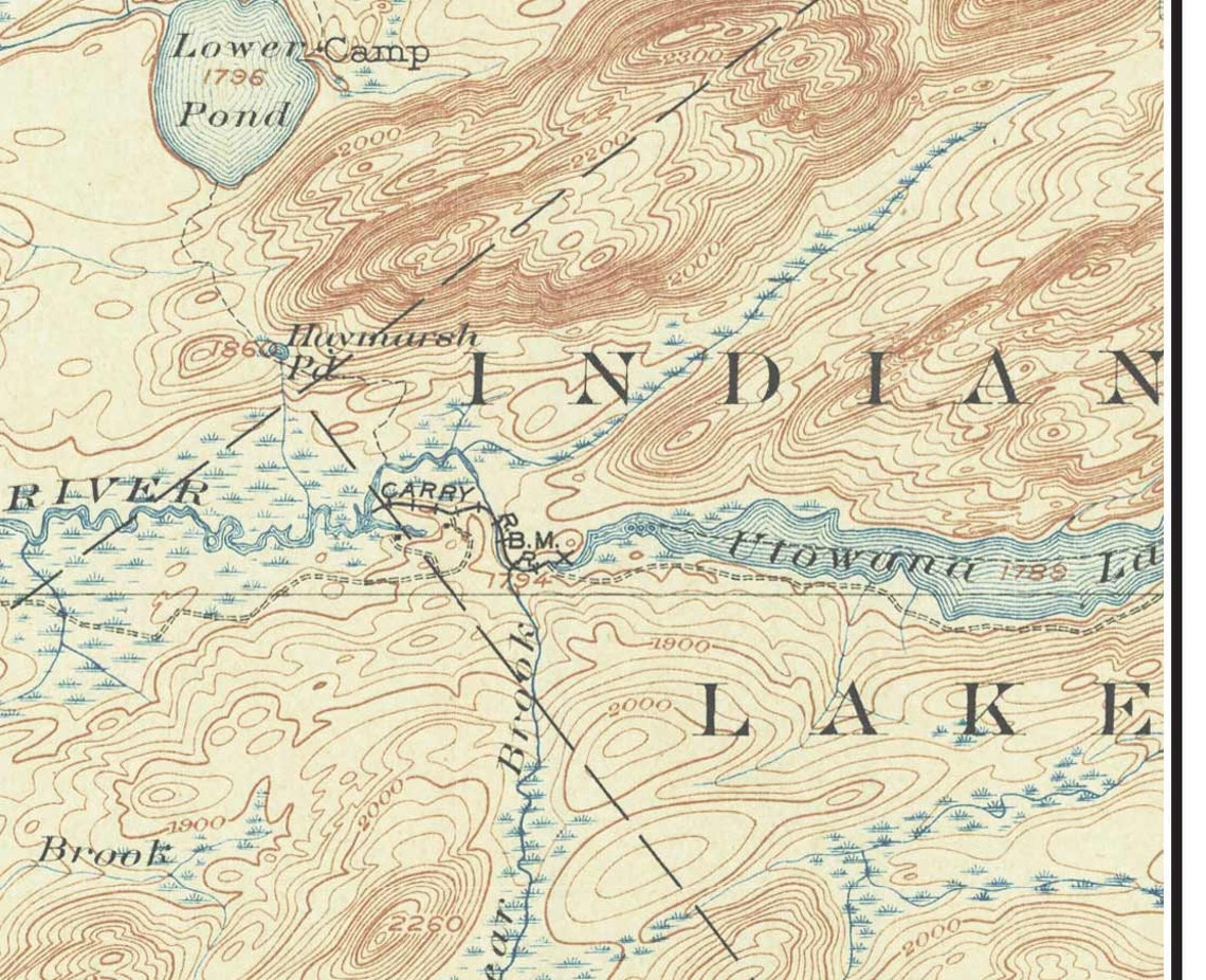 Raquette Lake 1903 USGS Old Topographic Map Reprint Custom - Etsy
