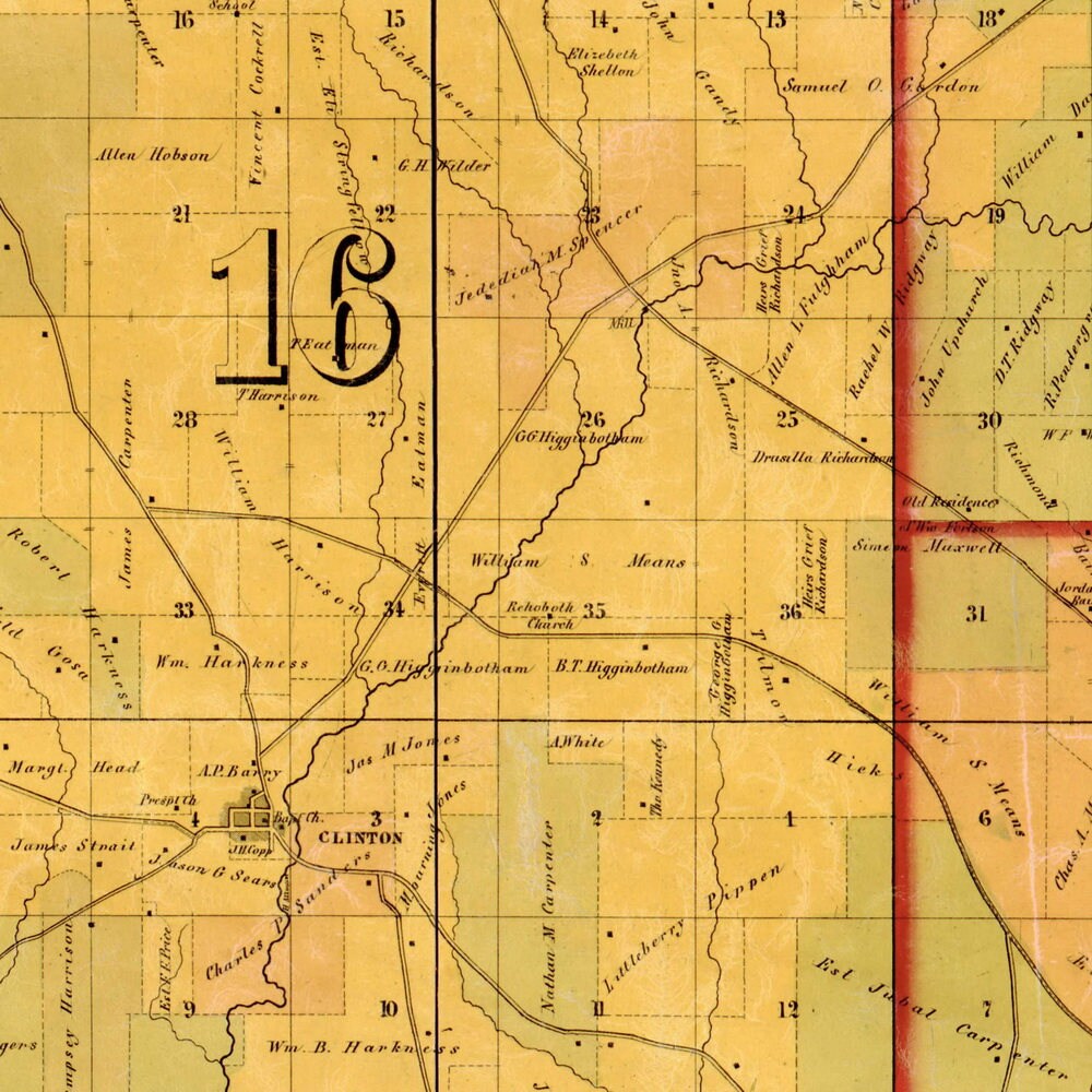 Greene County Alabama 1858 - Old Wall Map With Landowner Names ...