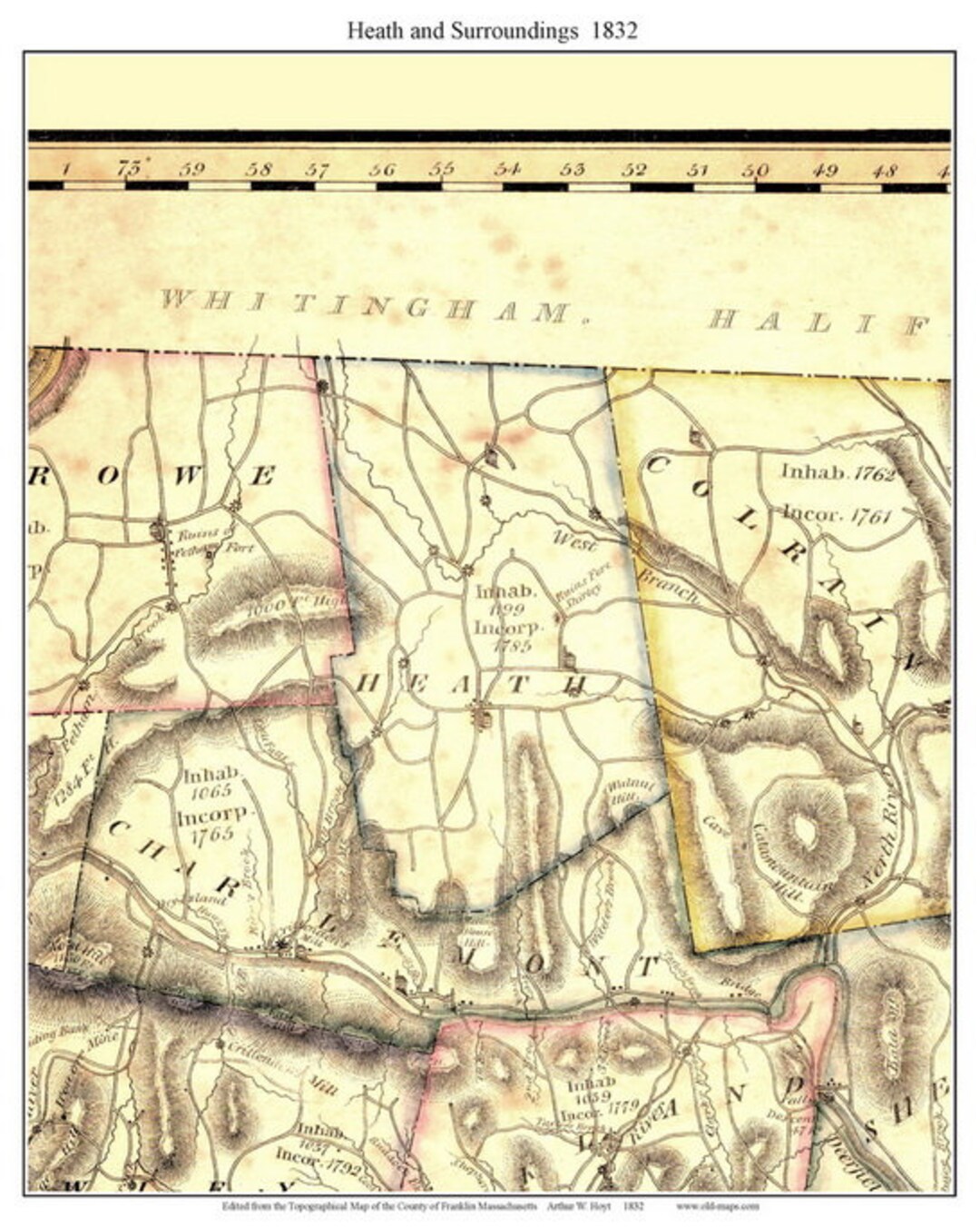 Heath 1832 - Old Town Map Reprint - Franklin County, Massachusetts ...