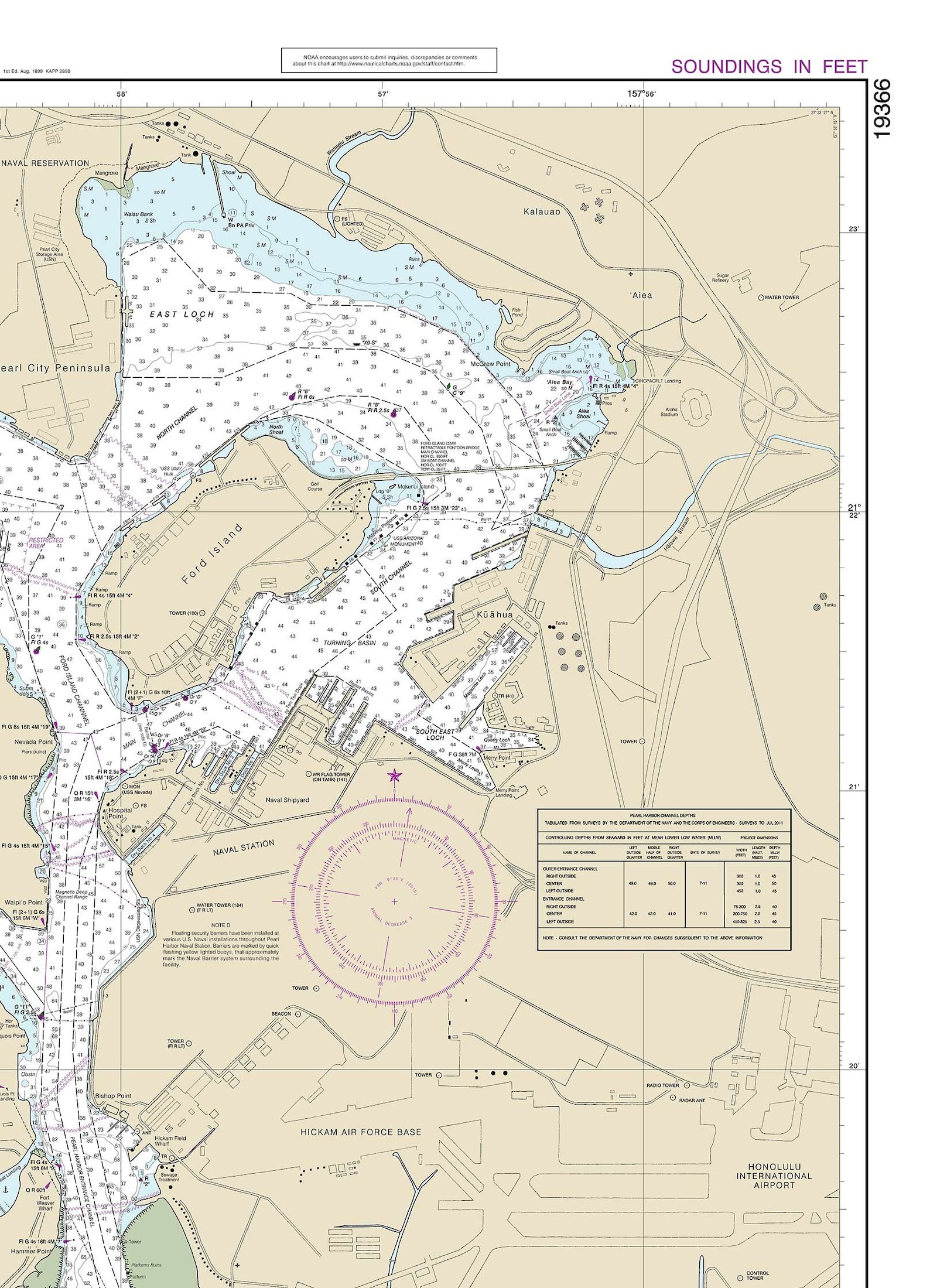 Pearl Harbor 2015 Nautical Map Hawaii PC Harbors Oahu - Etsy
