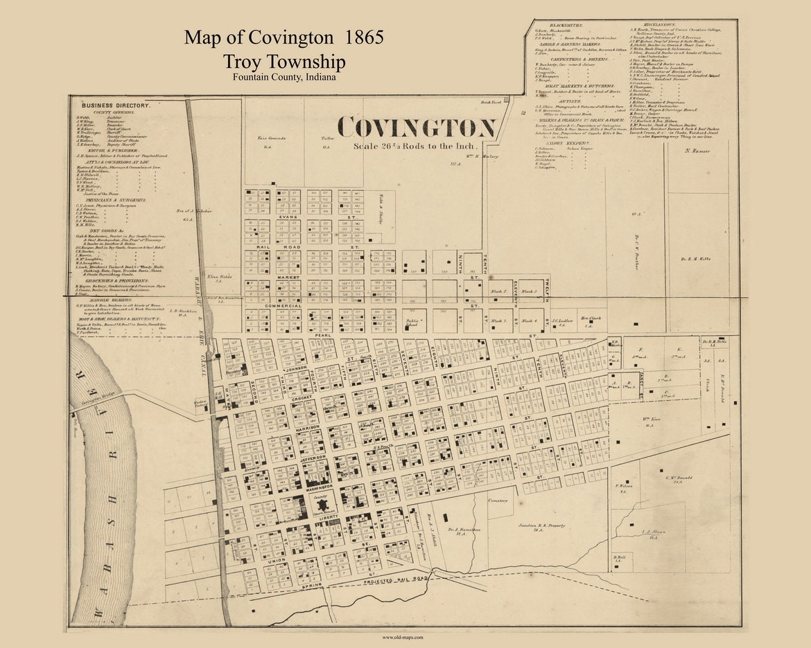 Covington Village 1865 Old Town Map With Homeowner Names - Etsy