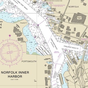 Norfolk Harbor and the Elizabeth River - 2014 Nautical Map - Virginia ...