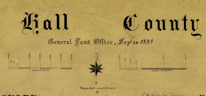 Hall County Texas 1881 Old Wall Map Reprint With Lot | Etsy
