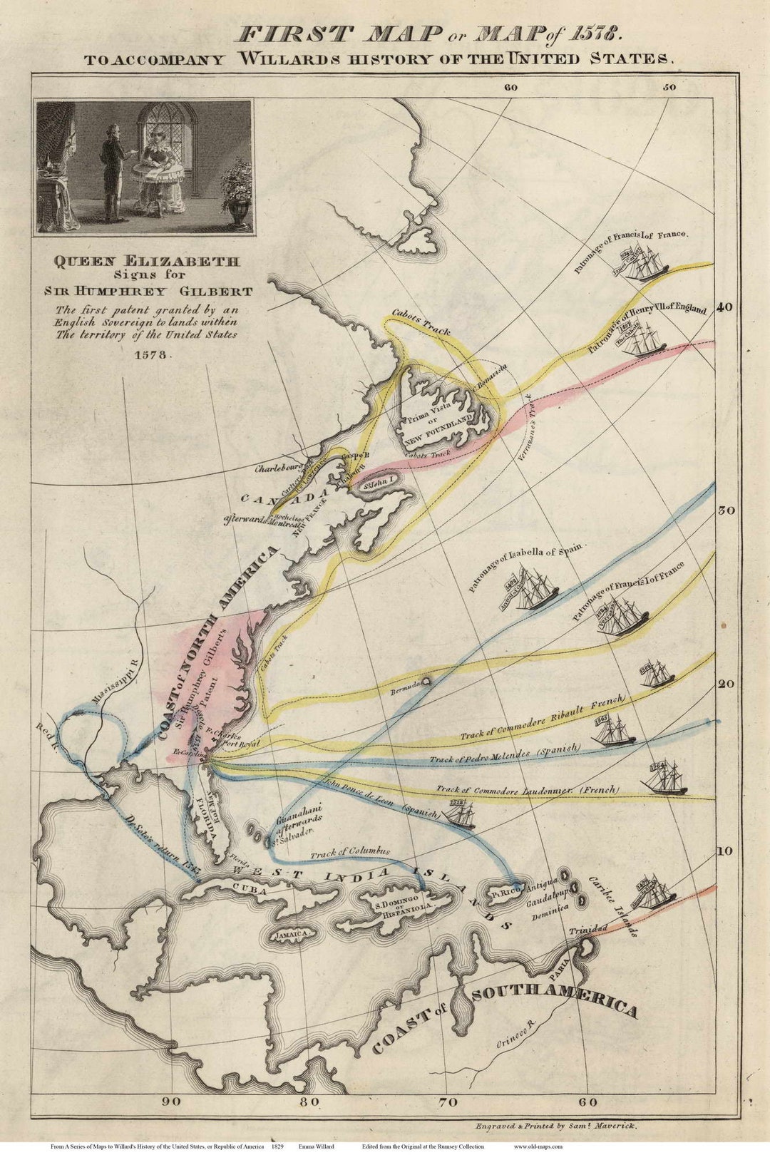 First Map of the United States of America, 1578 - First Explorers ...