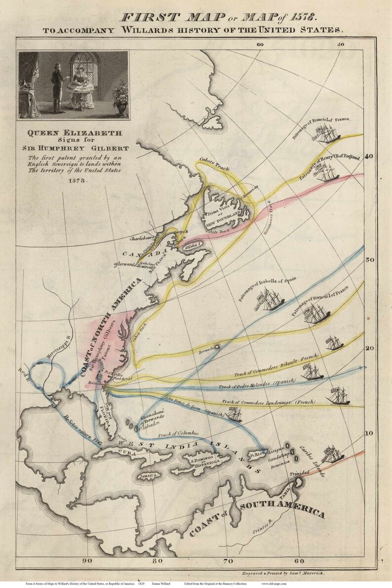 First Map of the United States of America 1578 First - Etsy