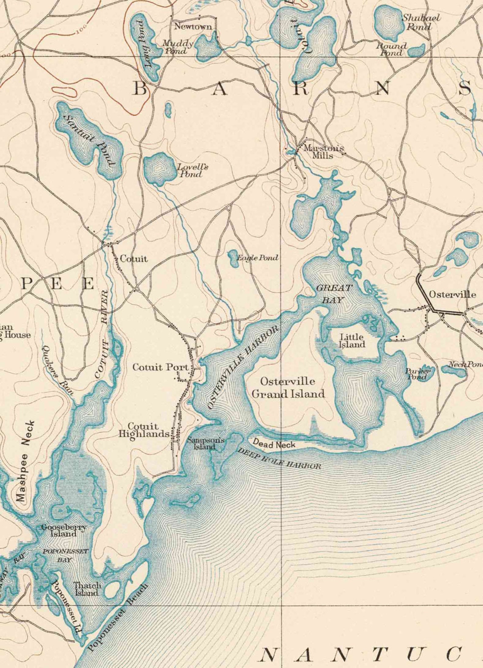 Cape Cod Regions UPPER CAPE 1890 Old Topographic Map - Etsy