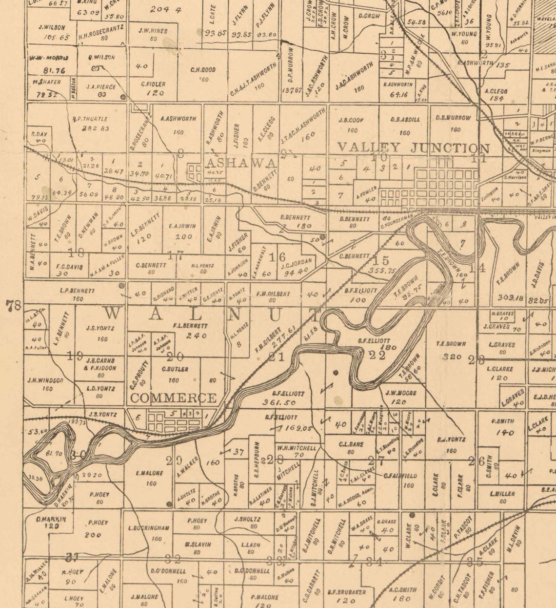 Polk County Iowa 1895 Old Wall Map With Landowner Names Farm - Etsy