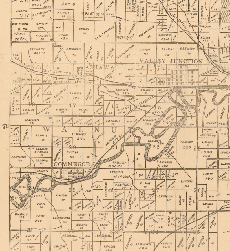 Polk County Iowa 1895 Old Wall Map With Landowner Names Farm - Etsy