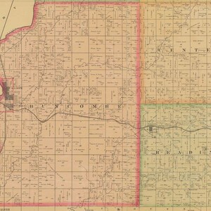 Sioux County Iowa 1884 Old Wall Map With Landowner Names Farm Lines ...