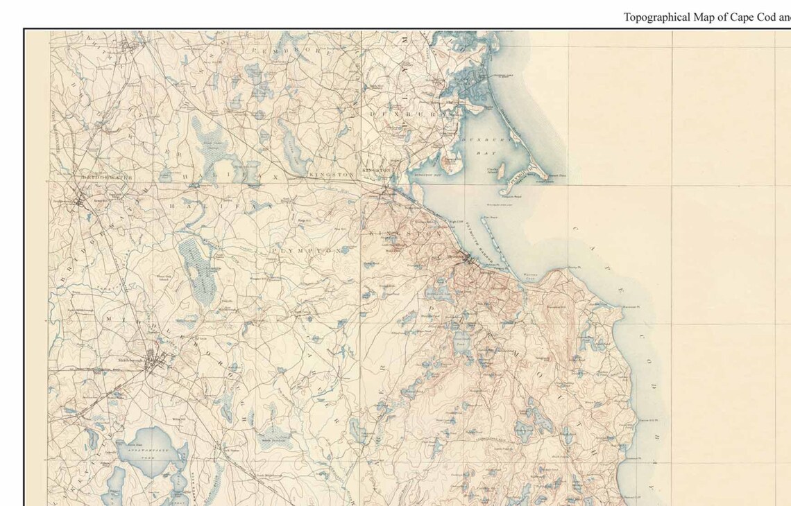 Cape Cod 1890 and Boston USGS Old Topographic Map WIDEST Composite of ...