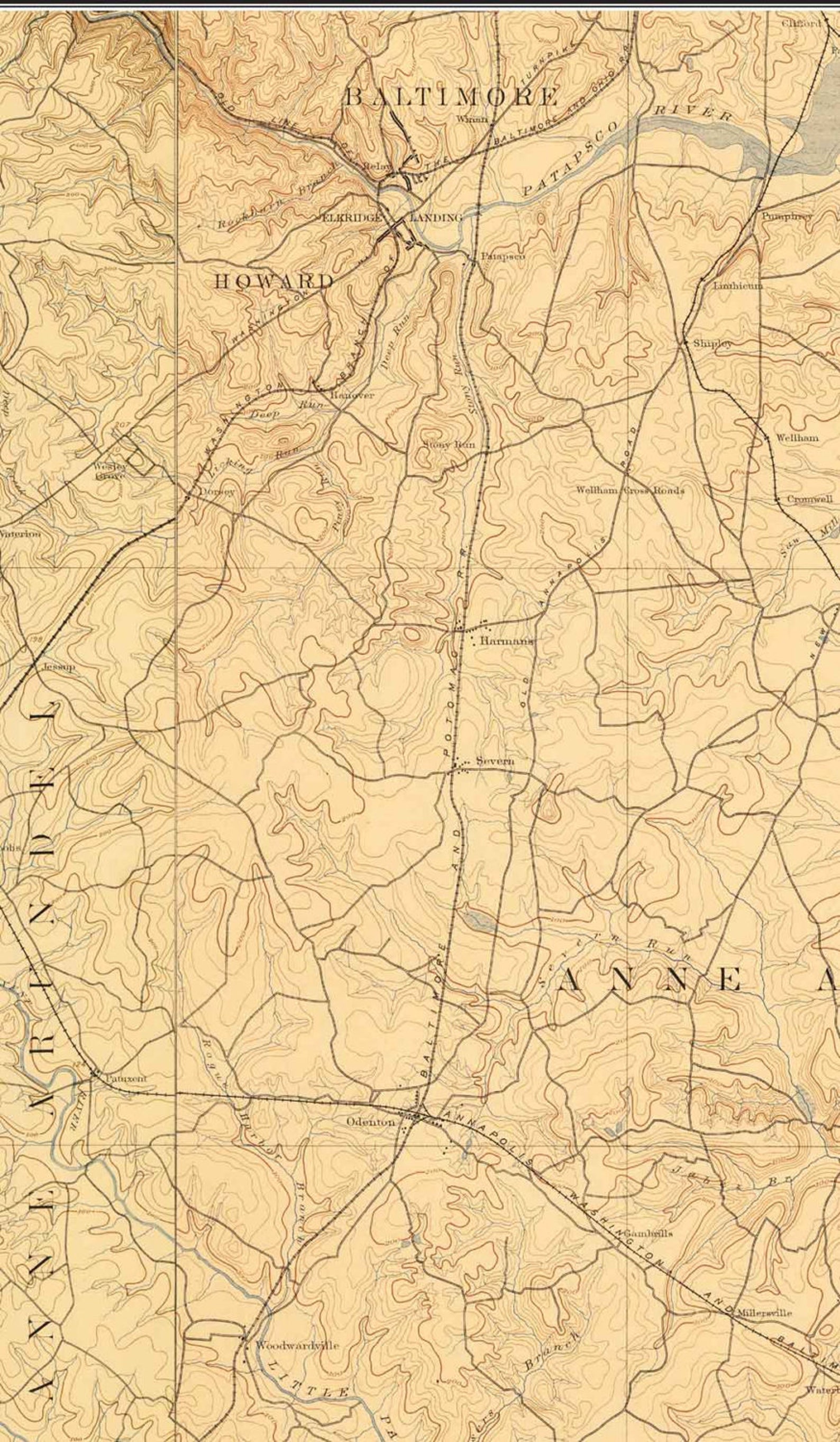 Anne Arundel County 1894 Old Topographic Map USGS Custom - Etsy