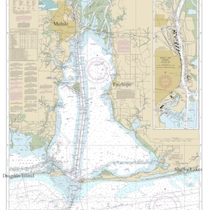 Mobile Bay 2014 Nautical Old Map Reprint - Alabama -fairhope Bon Secour ...