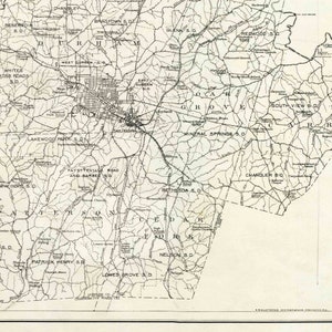 Durham County North Carolina 1920 - Old Wall Map With Old Roads & House ...