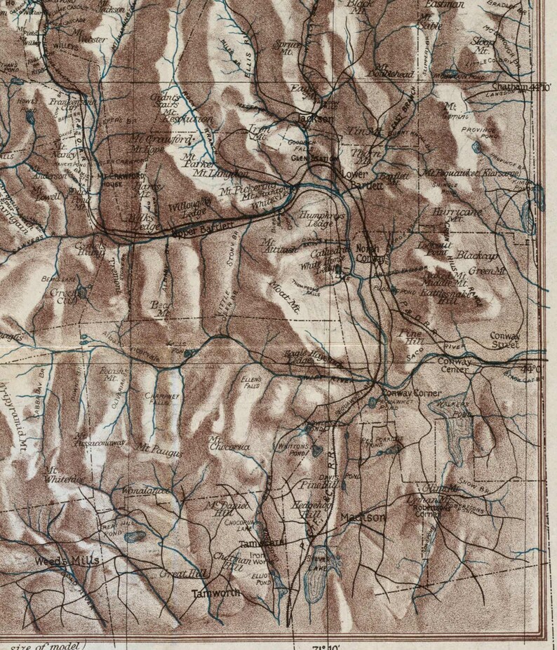 White Mountains 1870 Old Topographic Map Reprint New - Etsy