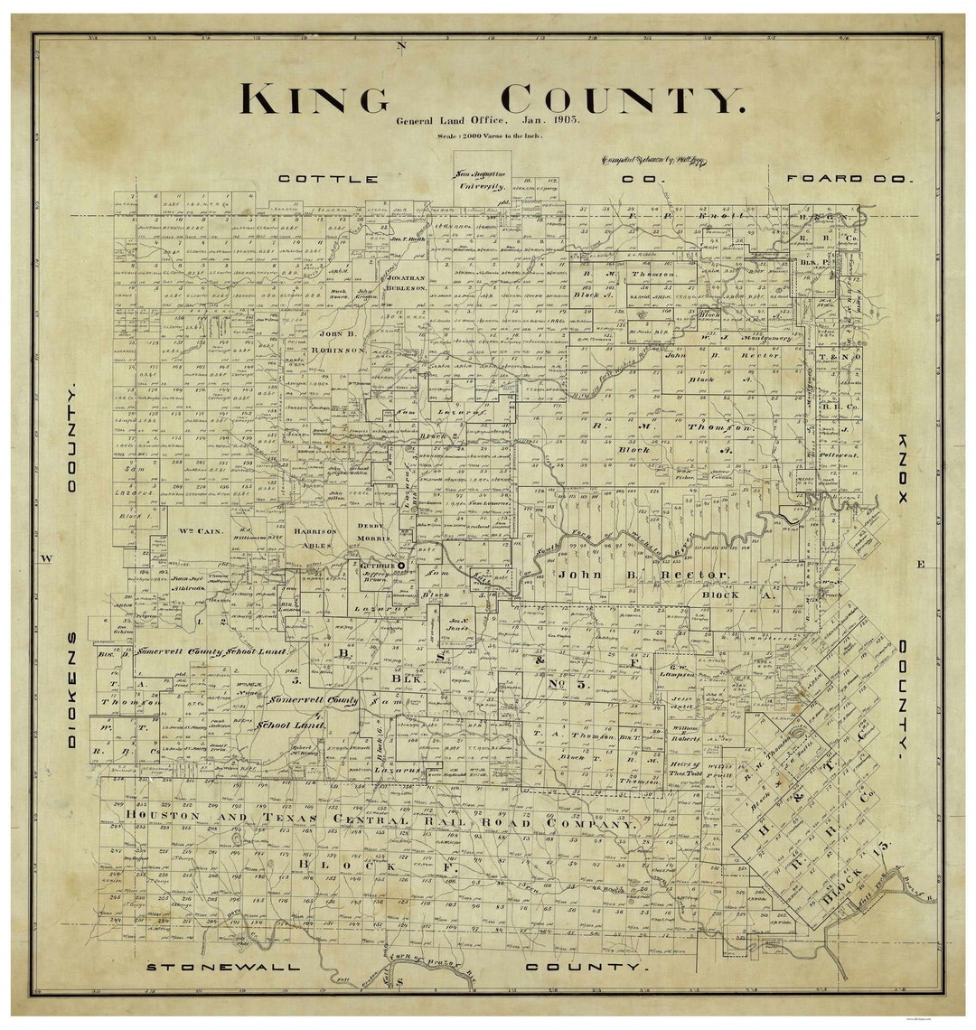 King County, Texas - 1903 Old Wall Map Reprint With Lot Lines - General ...