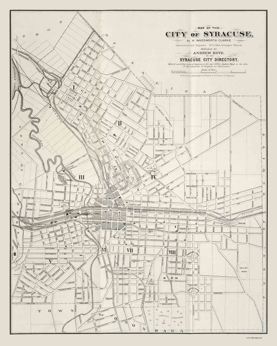 Old Map Of Syracuse 1895 Syracuse New York Map Print, Vintage Syracuse