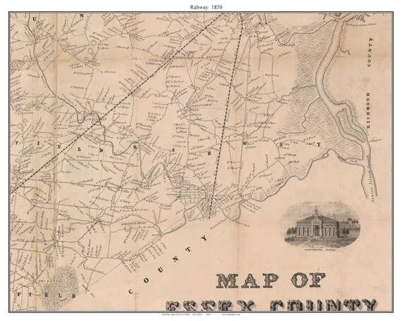 Rahway 1850 Old Town Map With Homeowner Names Madison Hill - Etsy