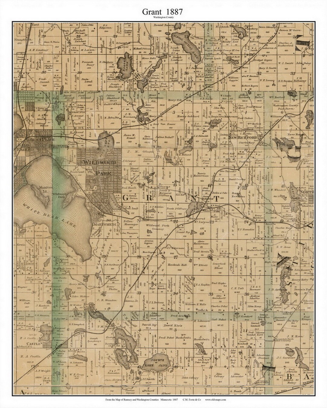 Grant 1887 - Wildwood Park - Old Town Map With Homeowner Names ...