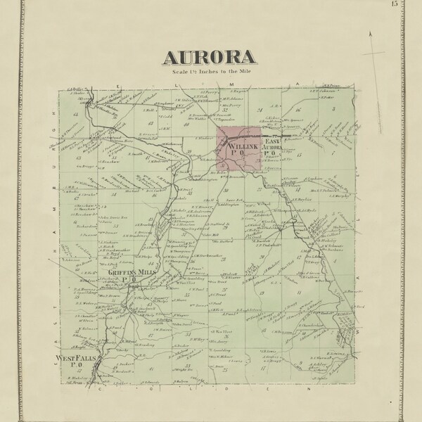 Map of East Aurora - Etsy