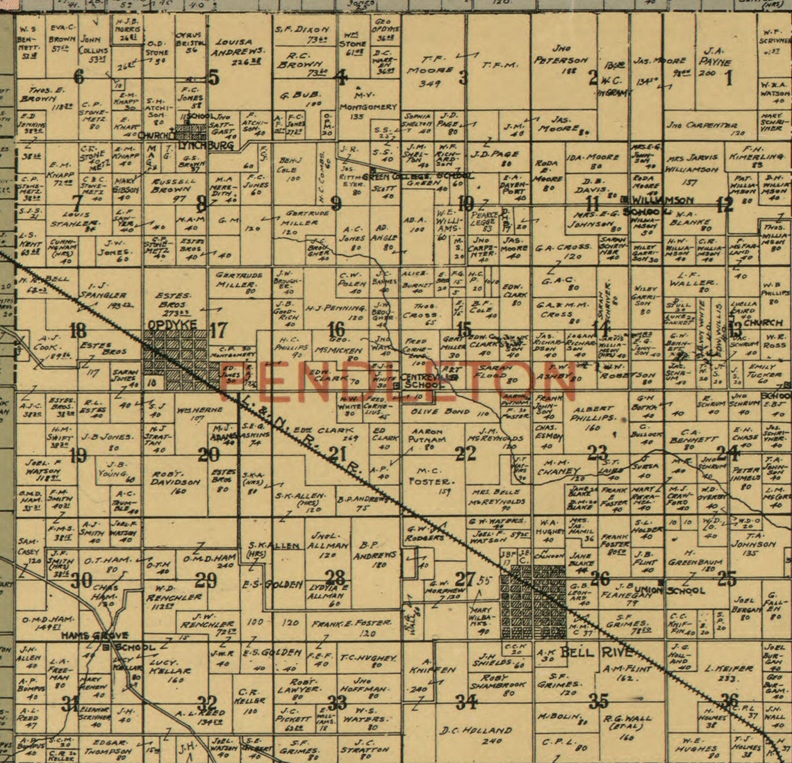Jefferson County Illinois 1900 - Old Wall Map Reprint With Landowner ...
