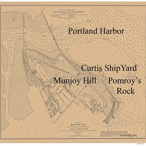 Munjoy Hill, Portland Harbor, Pomroy's Rock, Curtis Ship Yard Maine ...