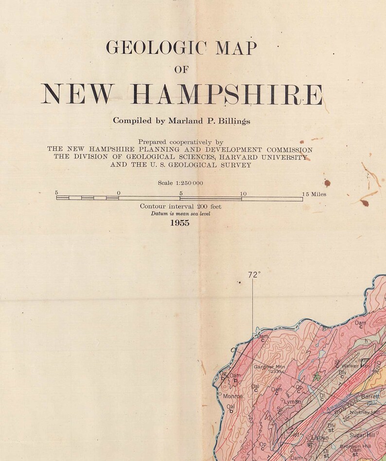 New Hampshire 1955 Geologic Map Reprint - Etsy