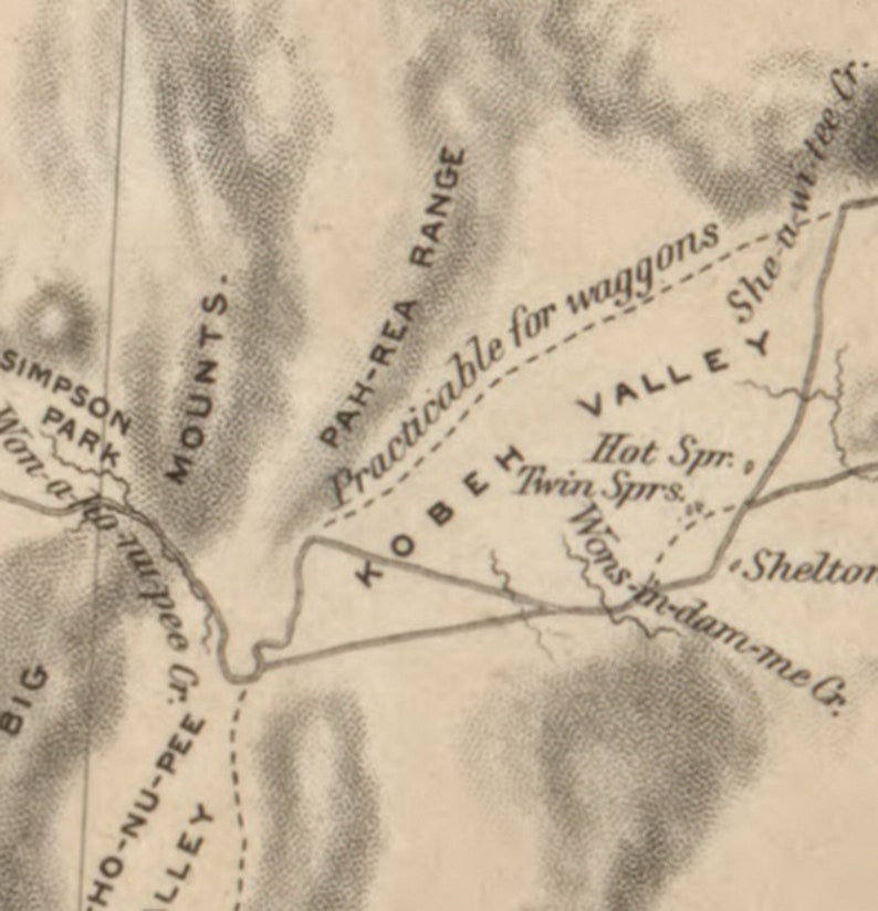 Utah Territory Military 1860 Old Map California Nevada Colorado New ...