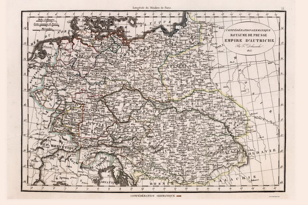 Germany 1825 Delmarche Old Map - Europe - Etsy