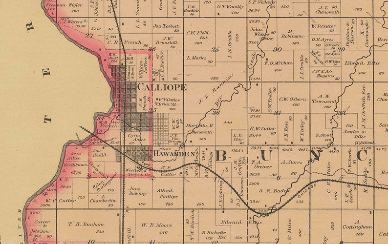Sioux County Iowa 1884 Old Wall Map With Landowner Names Farm - Etsy