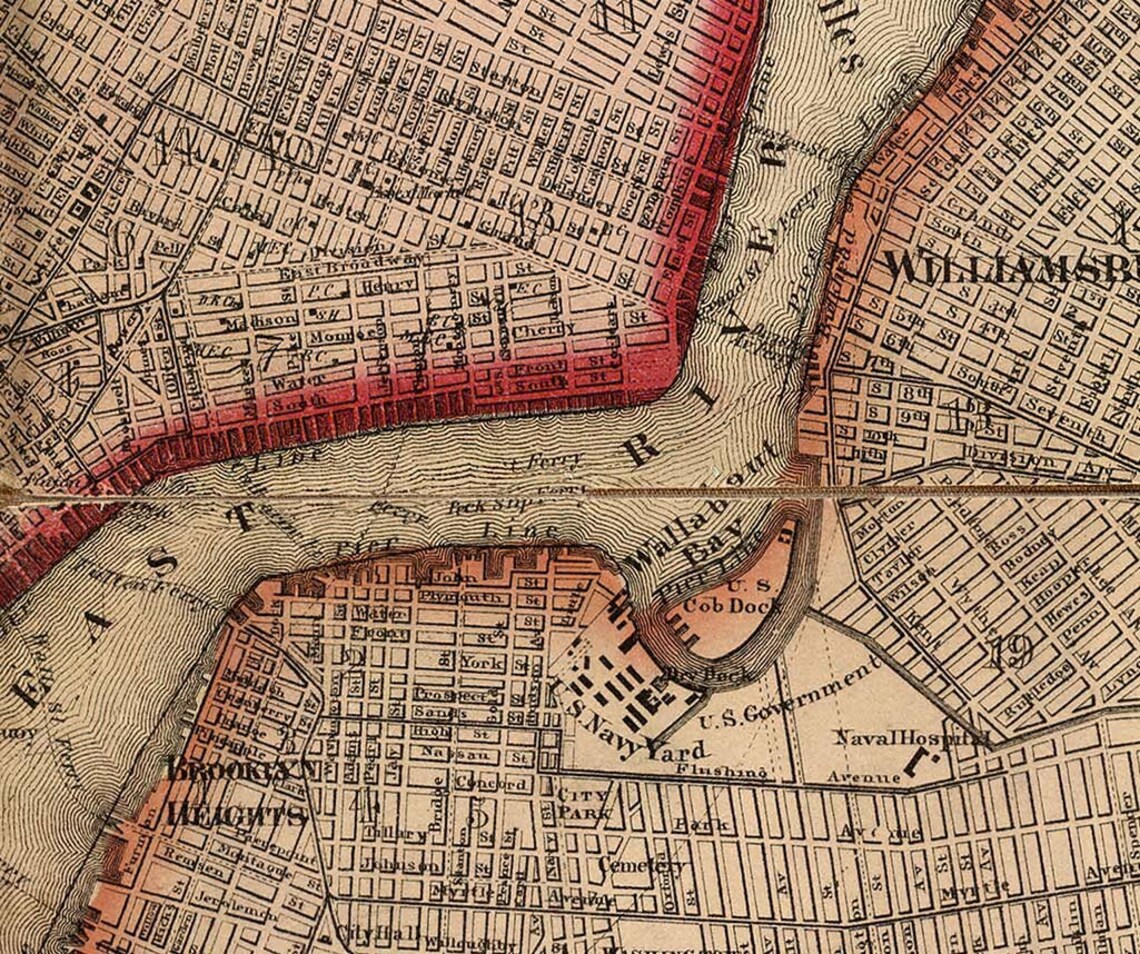 New York City Map 1860 Old Wall Map With Homeowner Names - Etsy Hong Kong