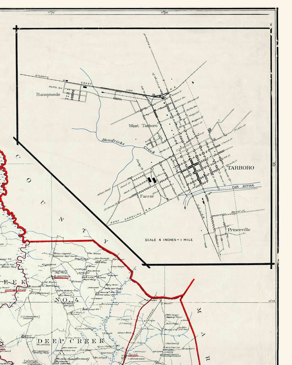 Edgecombe County North Carolina 1905 Old Wall Map With - Etsy