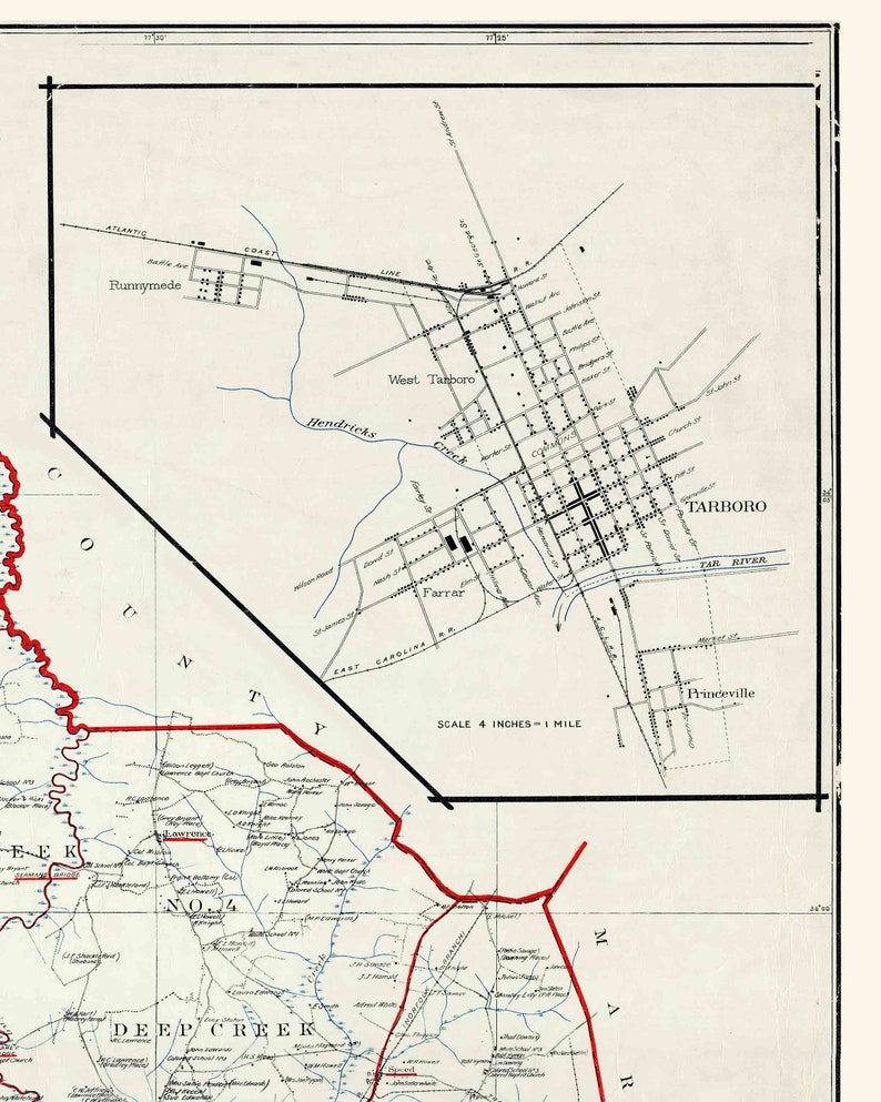 Edgecombe County North Carolina 1905 Old Wall Map With - Etsy