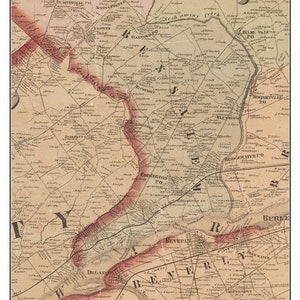 Bensalem 1860 Old Town Map With Homeowner Names Pennsylvania - Etsy