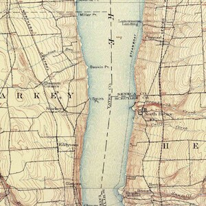 Seneca Lake - 1902 USGS Old Topographical Map Custom Composite Reprint ...