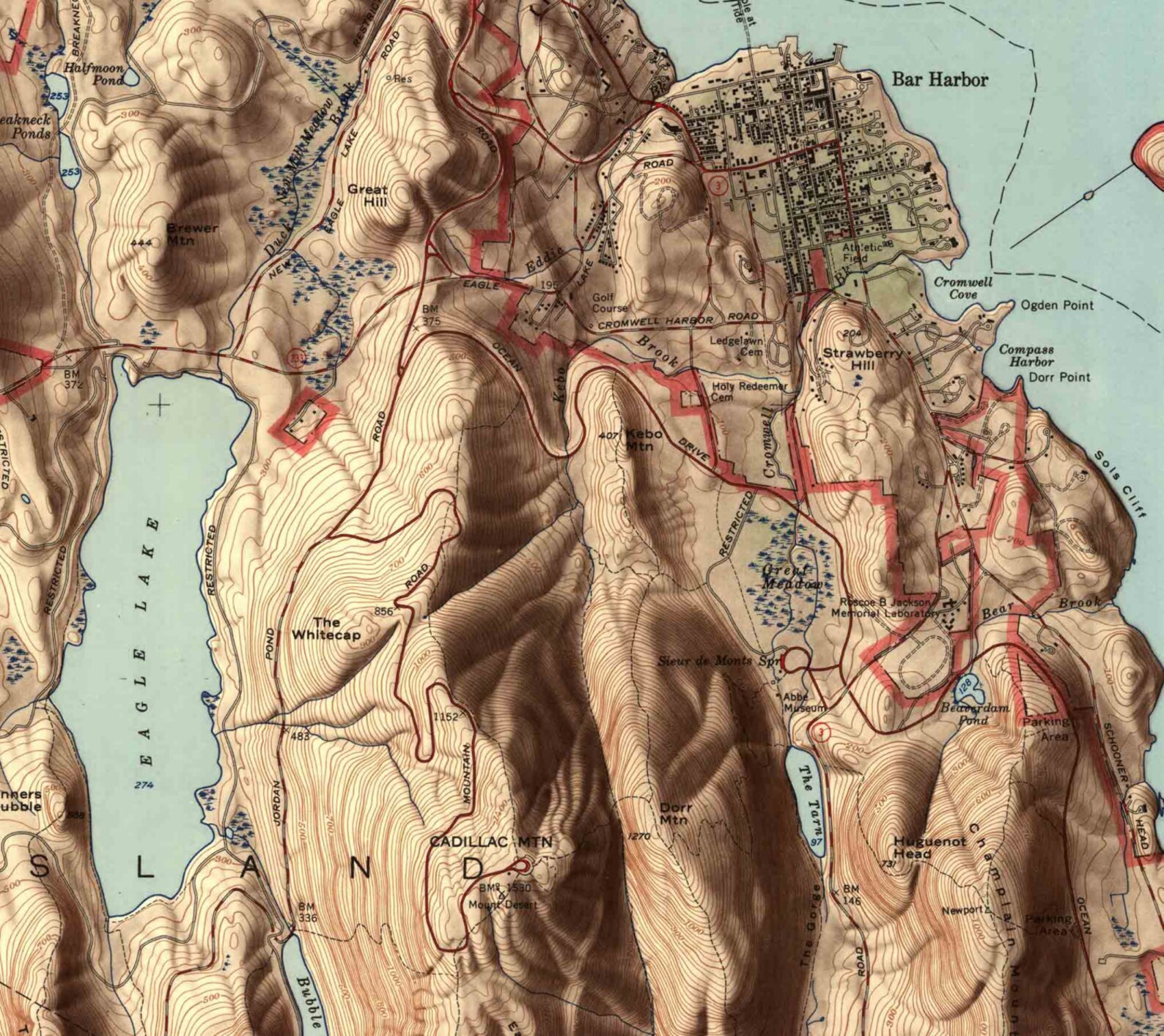 Acadia National Park 1960 Old Wall Map 3D Maine Reprint LC | Etsy