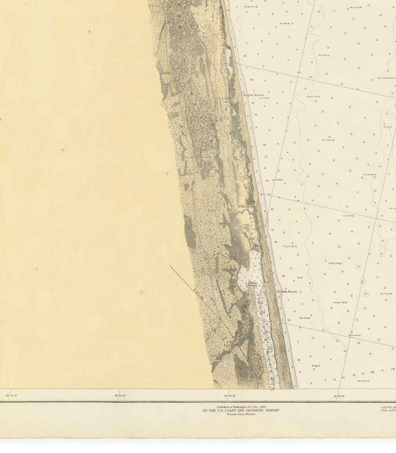 St Augustine Inlet to Halifax River 1925 Nautical Map - Etsy UK