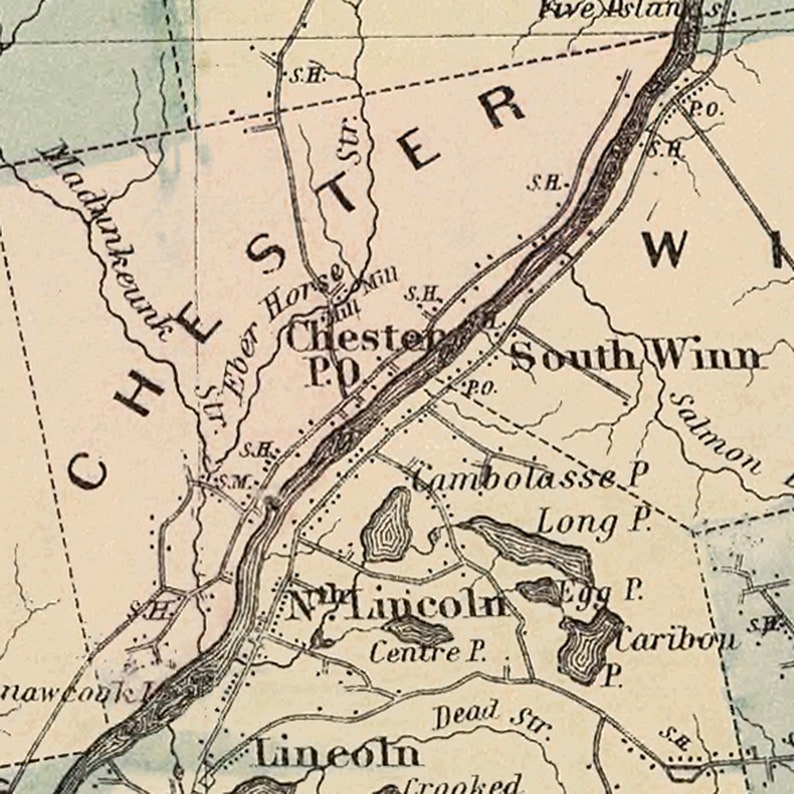 Penobscot County Maine 1862 Old Map Custom Print Old Roads - Etsy