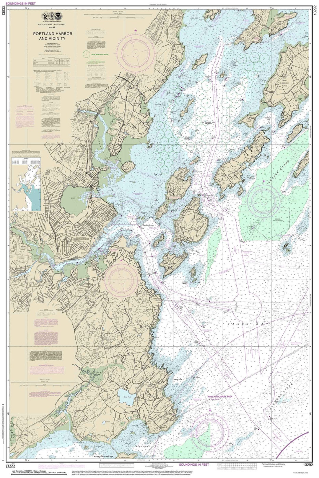 Portland Harbor & Vicinity Cape Elizabeth Great Chebeague Island ...