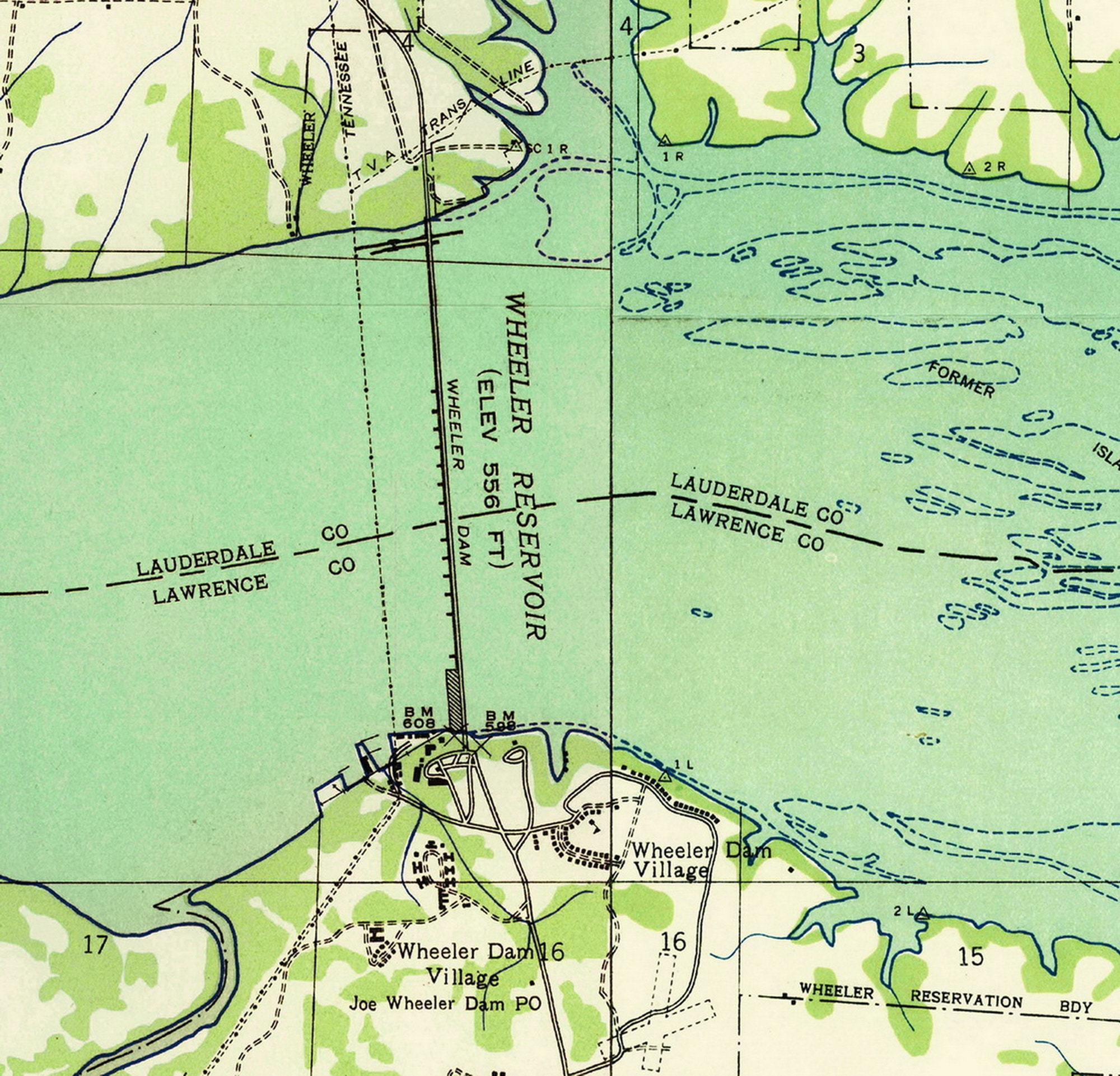 Wheeler Lake - 1936 Alabama Old Topographic Map USGS Wheeler Village to ...