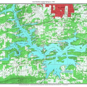 Lake Hamilton 1966 USGS Old Topo Map Custom Composite Reprint ...
