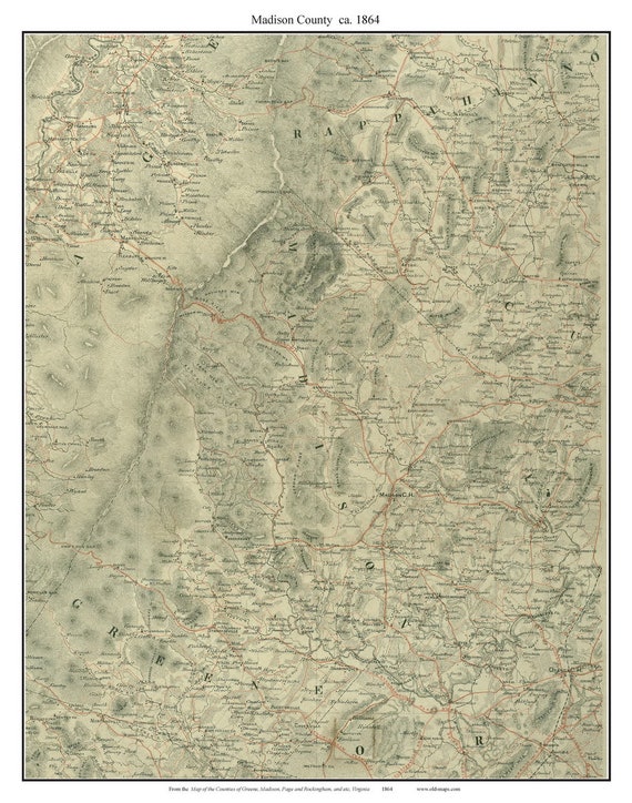 Madison County 1864 Old Map With Homeowner Names Virginia Wall | Etsy