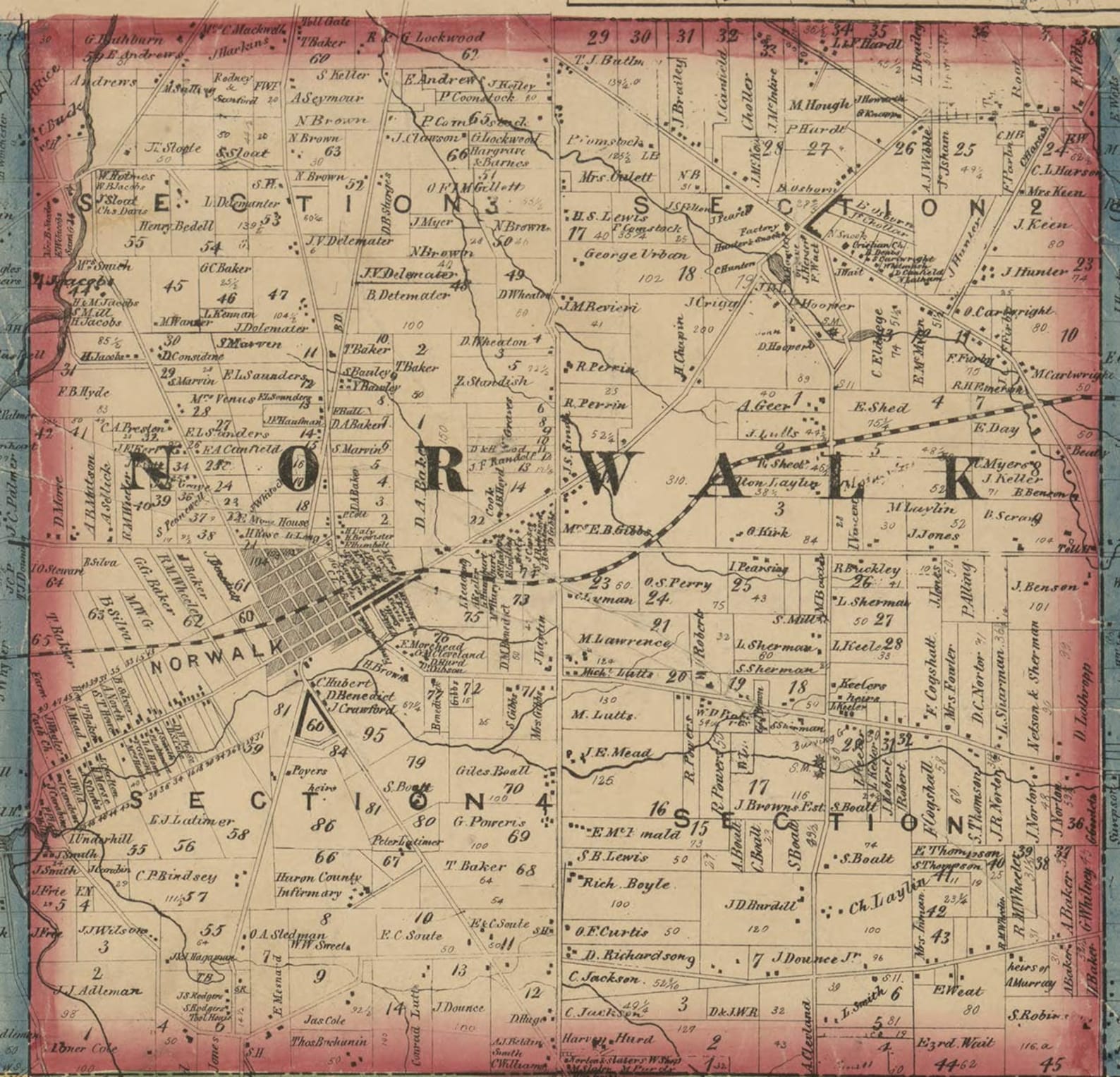 Huron County Ohio 1859 Old Wall Map Reprint with Homeowner | Etsy