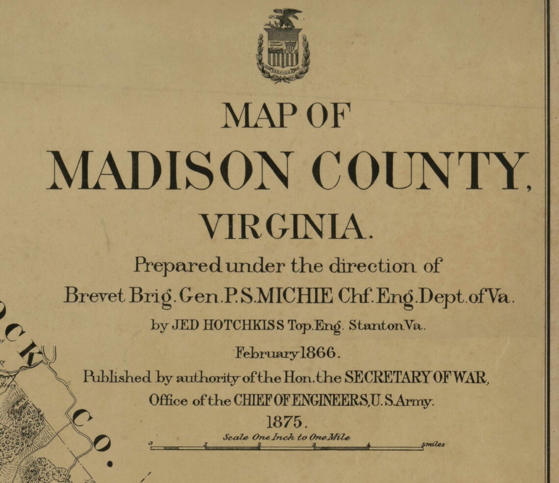 Madison County Virginia 1875 Old Wall Map Homeowner Names - Etsy