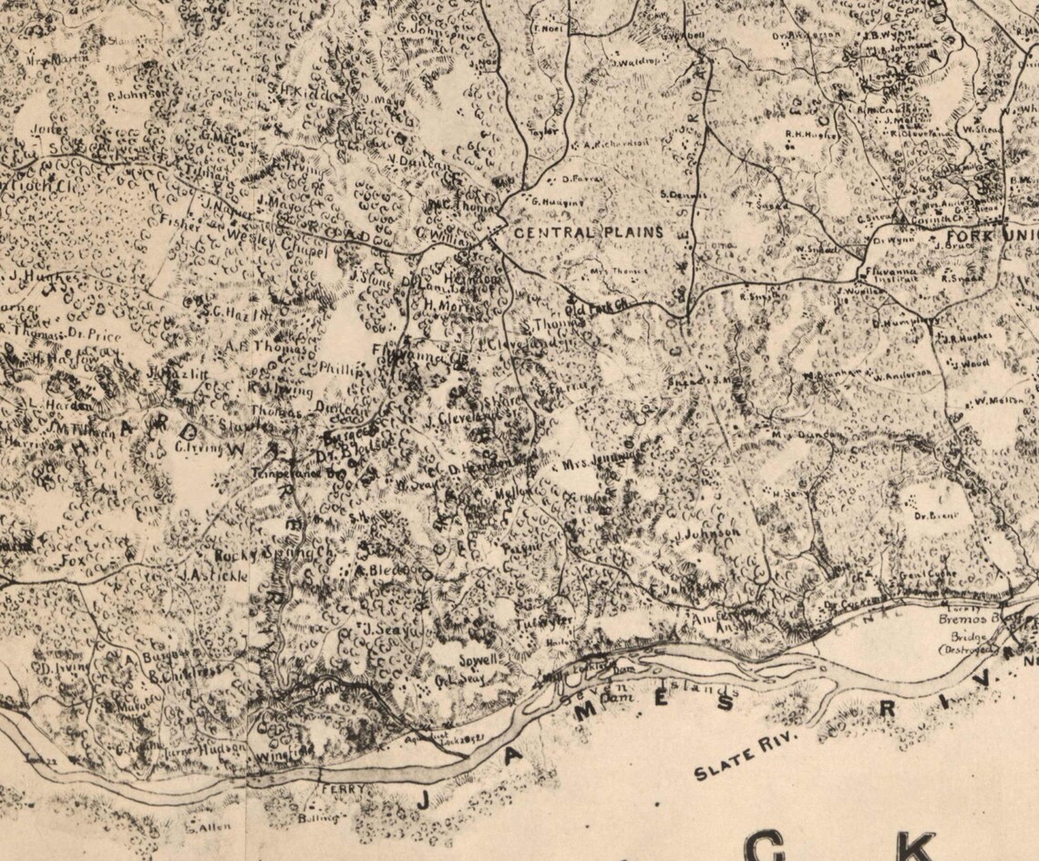 Fluvanna County Virginia 1863 Old Wall Map With Homeowner - Etsy