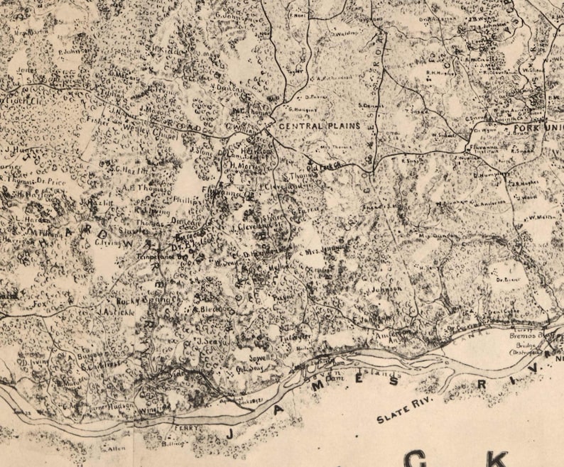 Fluvanna County Virginia 1863 Old Wall Map With Homeowner | Etsy