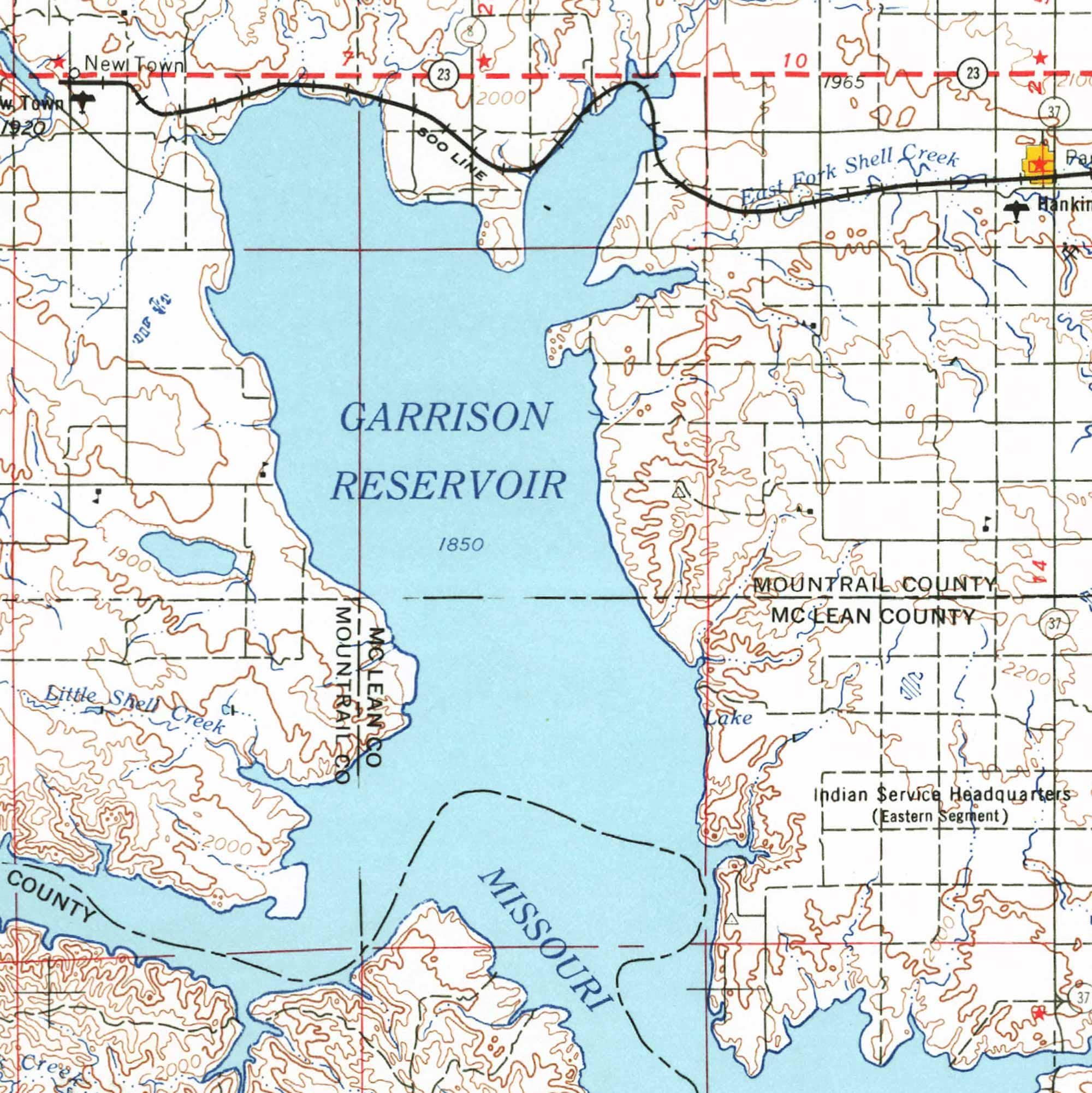 Lake Sakakawea 1953 Old Topographic Map USGS 250K Custom Composite ...