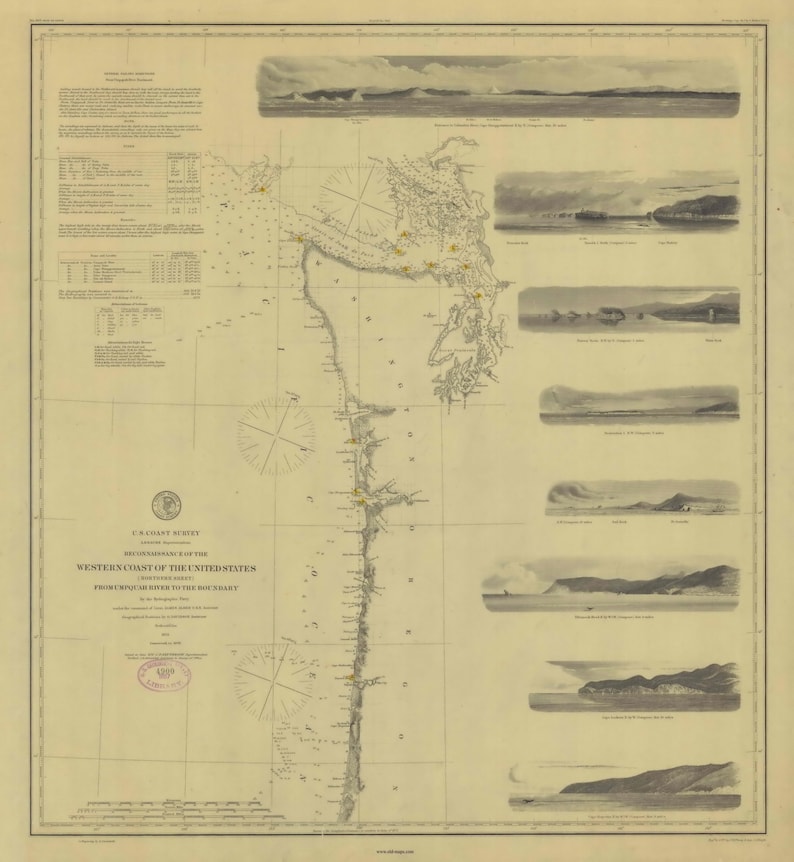 Oregon-washington 1878 Nautical Map Reprint 603 northern - Etsy