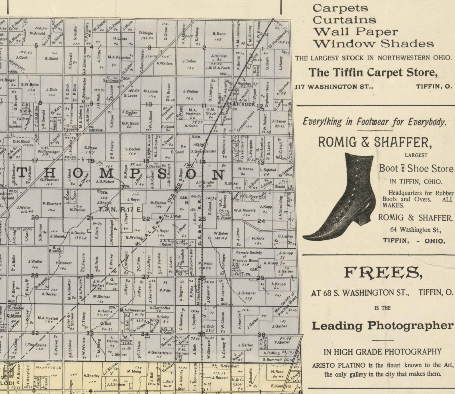 Seneca County Ohio 1896 Old Wall Map Reprint With Homeowner - Etsy
