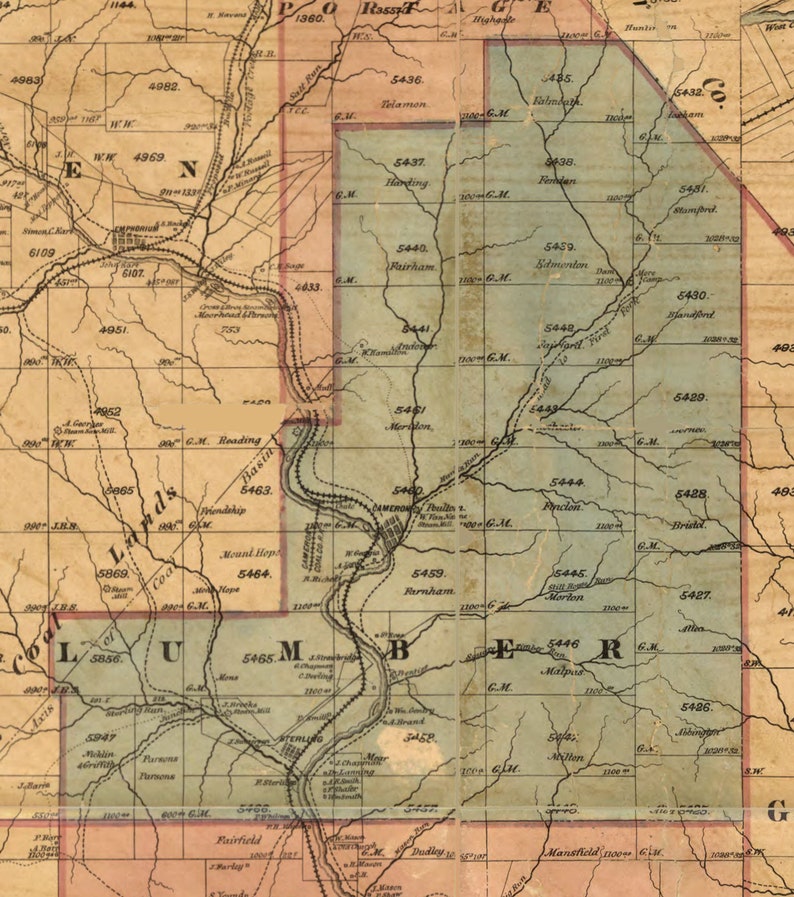 Cameron County Pennsylvania 1870 - Old Wall Map With Homeowner Names ...